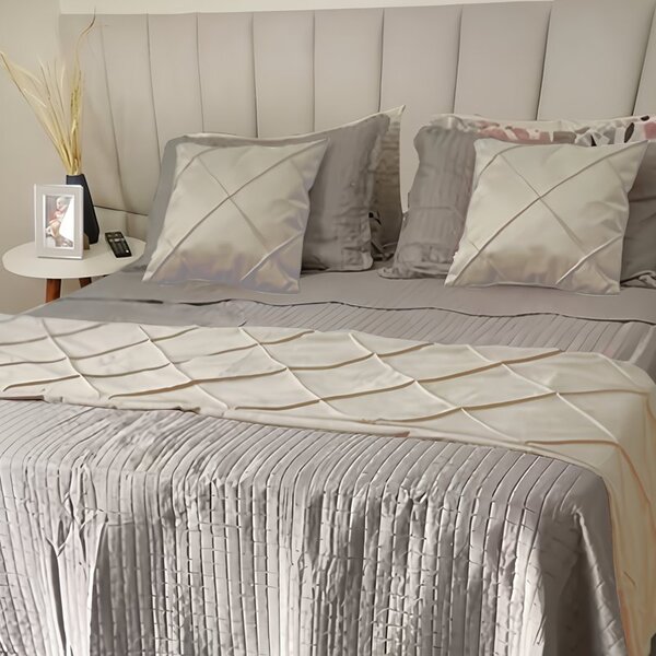 Peseira Drapeada Dupla Face Em Veludo Cama King Bege | Leroy Merlin