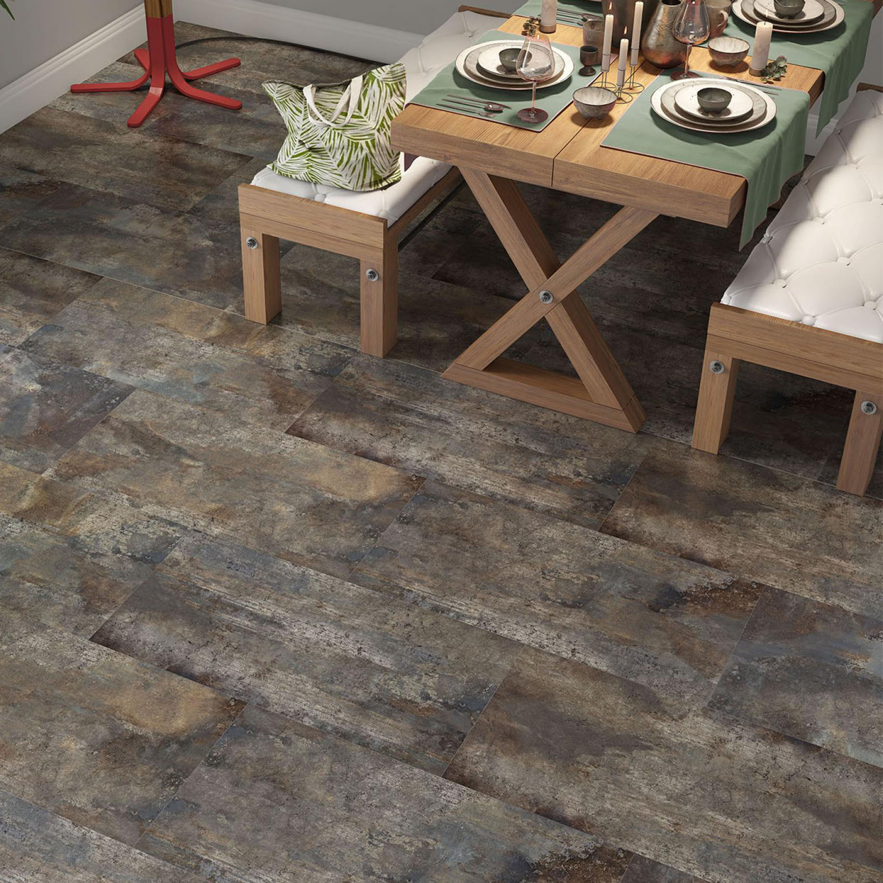 Piso Cerâmico Externo Pedra Esmaltado Borda Reta Natura Pedra Ferro ...