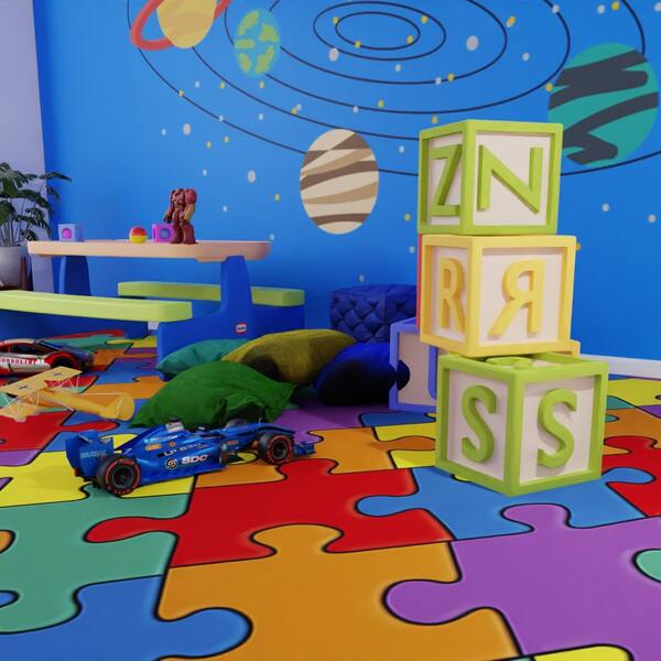 Piso Vinílico Em Manta Pvc 2,5mm Antiderrapante 8m² Ambiente Infantil ...