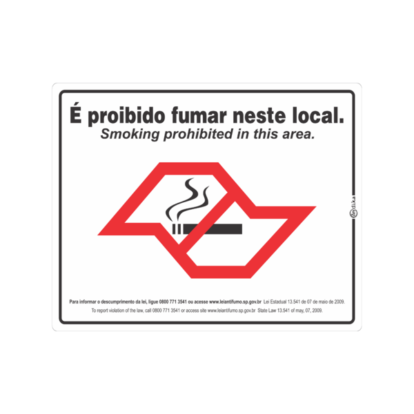 Placa Adesiva Sinalização Proibido Fumar Neste Local 20x25Cm Pvc ...