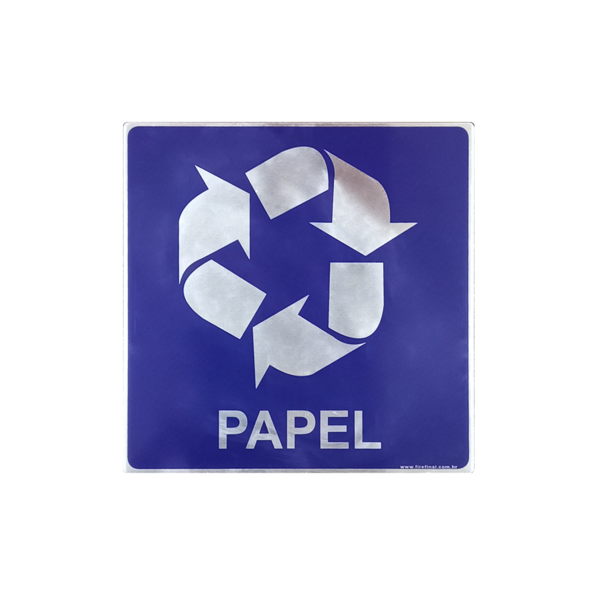 Placa Adesiva Sinalização Reciclagem Papel 15x15 Aluminio Resistente ...