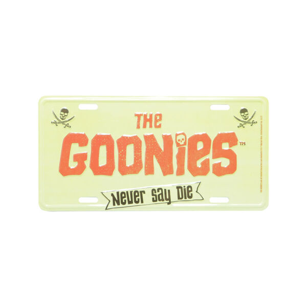 Placa De Carro Em Alumínio Os Goonies Never Say Die Fundo Amarelo ...