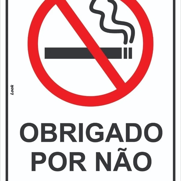 Placa De Sinalização Proibido Fumar Obrigado Por Não Fumar Tamanho ...