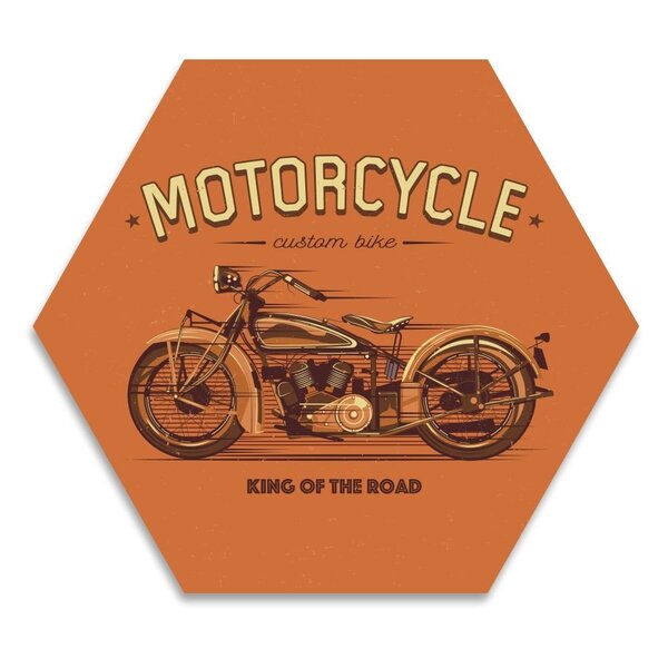 Placa Decorativa Hexagonal Motorcycle Custom King Of The Road Bike ...