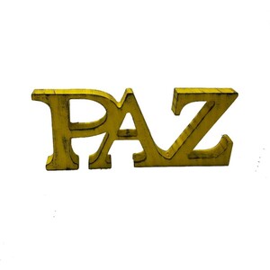 Placa Decorativa Letreiro Paz Resina 12x25x2cm Cor Amarelo | Leroy Merlin