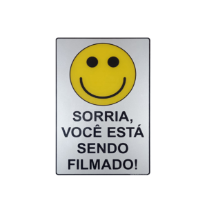 Placa Sinalização Sorria você Está Sendo Filmado 15x23Cm Adesiva ...