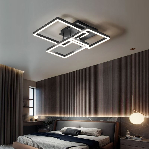 Plafon De Sobrepor Moderno Quadrados Preto Led 85w 3200k Bivolt | Leroy ...