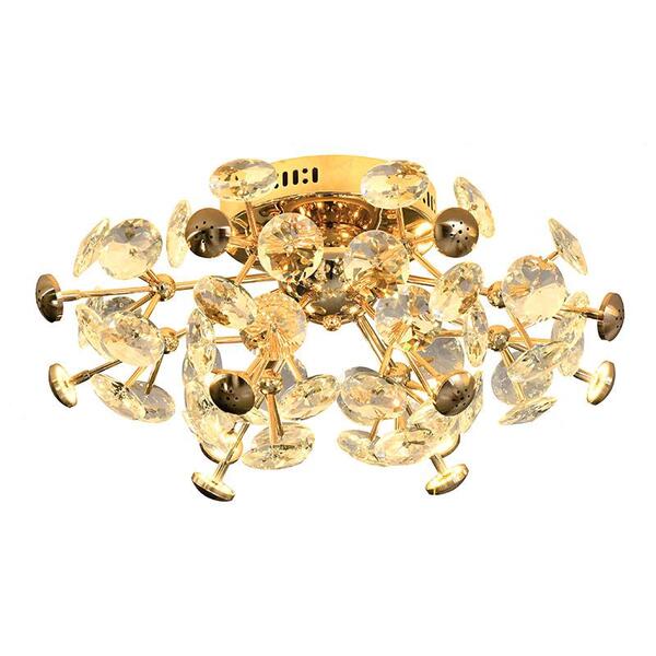 Plafon Firework Dourado Cristal 62x30cm Para 12xg4 Bivolt Para Salas E ...