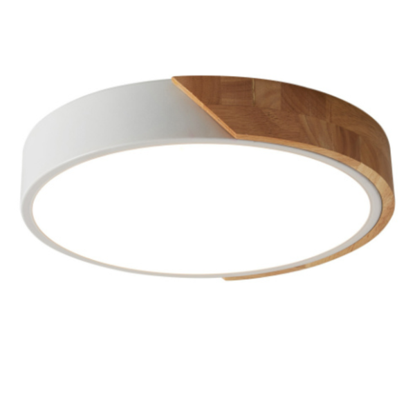 Plafon Redondo Branco Com Detalhe Estilo Madeira 40cm Led 25w 3 Em 1 ...