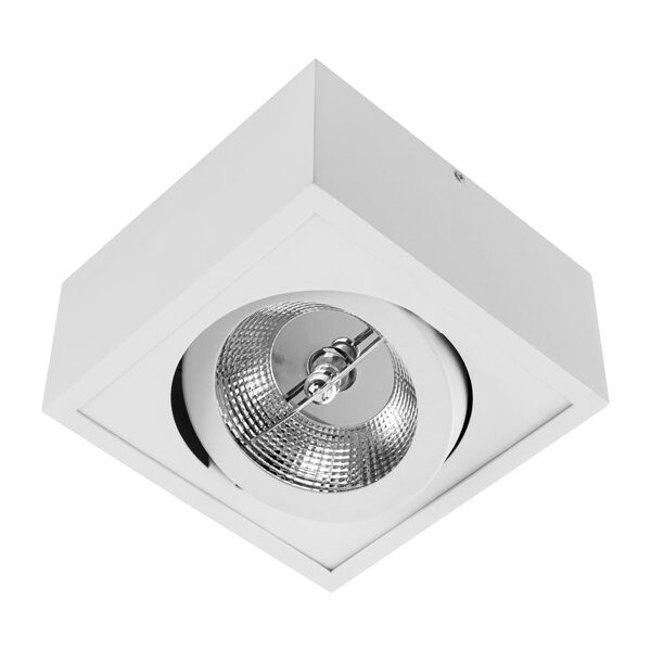 Plafon Spot Sobrepor Quad Branco Box Orluce + Led Ar111 Br. Frio St2763 ...