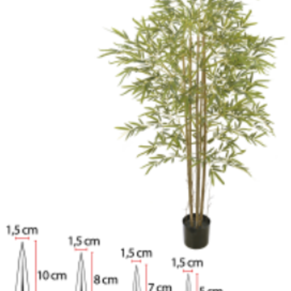 Planta Artificial Árvore Bamboo Real Toque C/pote X1800 Verde 1,50cm ...