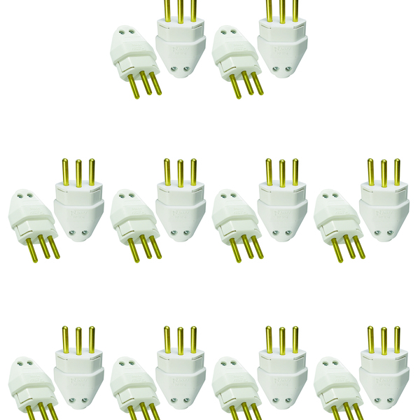 Plugue Macho Branco 20a 2p+t Maciço Radial Kit Com 10 Peças | Leroy Merlin