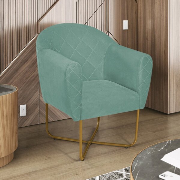 Poltrona Base X Linho Herrera Azul Turquesa | Leroy Merlin