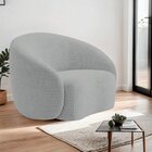 Poltrona Decorativa Curva Sala Recepção Alemanha Bouclé Cinza Cinza ...