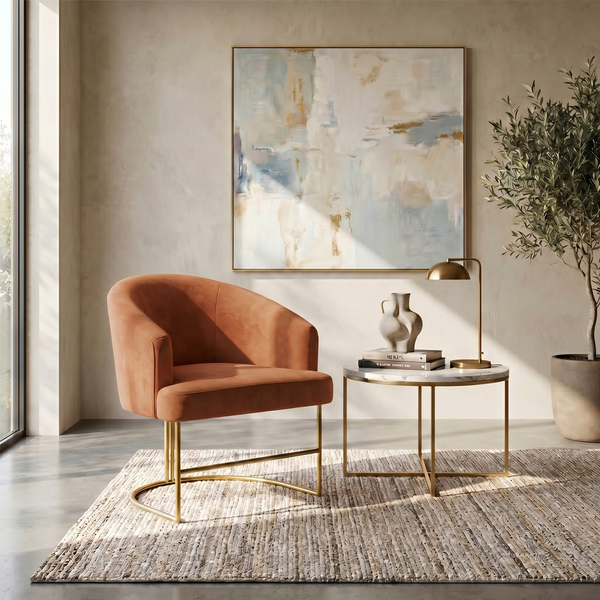 Poltrona Decorativa Moderno Luxo Base Aço Reforçado Dourado Cor Terra ...