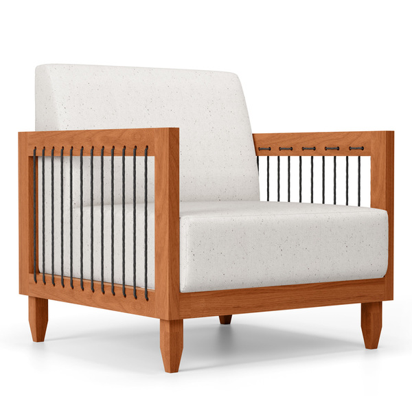 Poltrona Decorativa Varanda Samoa Madeira Maciça Com Cordas Náutica ...