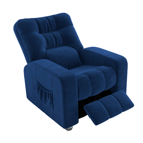 Poltrona Do Papai Clausi 82cm Reclinável Manual Veludo Azul - Sallar ...