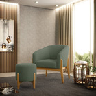 Poltrona E Puff Decorativo Base Madeira Stella Bouclê P01 - D'rossi - Verde Pistache | Leroy Merlin