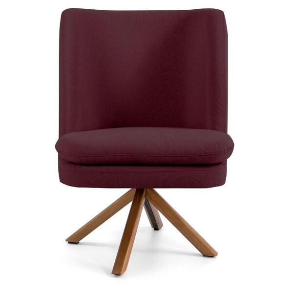 Poltrona Giratória Base Madeira Pérsia Suede Marsala Domi | Leroy Merlin