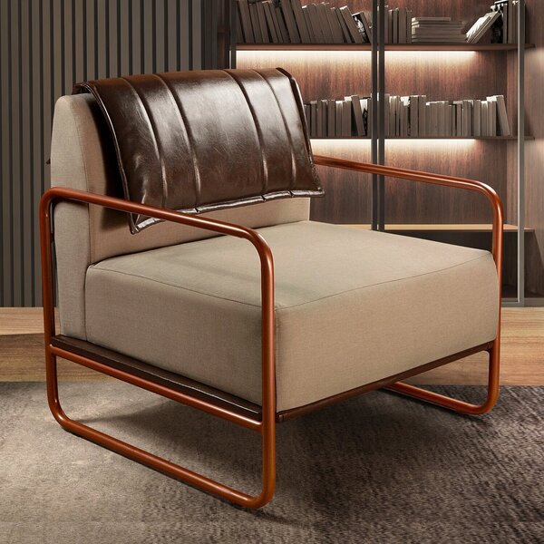 Poltrona Industrial Milla Composê Moderna Base Metal Marrom | Leroy Merlin