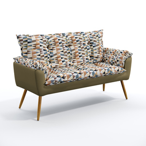 Poltrona Namoradeira Estofada Beta F-014 N-029 Sued Estampado Bege Com Veludo Capuccino Aradecor ...