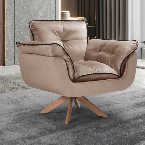 Poltrona Opalla Com Debrum E Base Giratória Capuccino/preto | Leroy Merlin