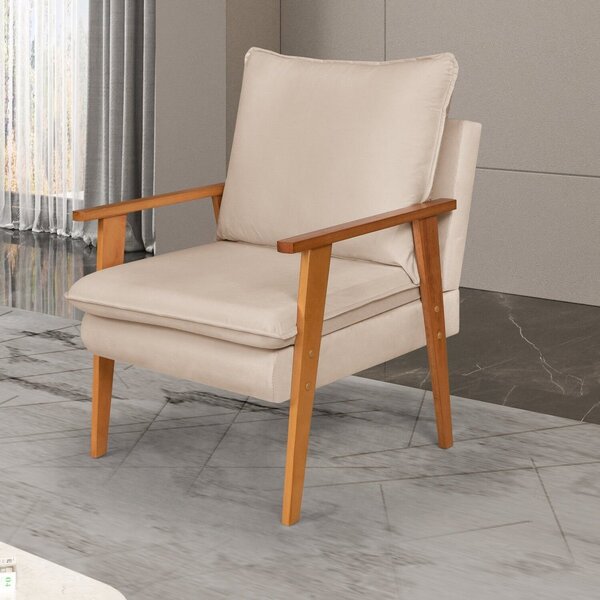 Poltrona Para Sala De Estar Decorativa Veludo Efatá Bege | Black Friday ...