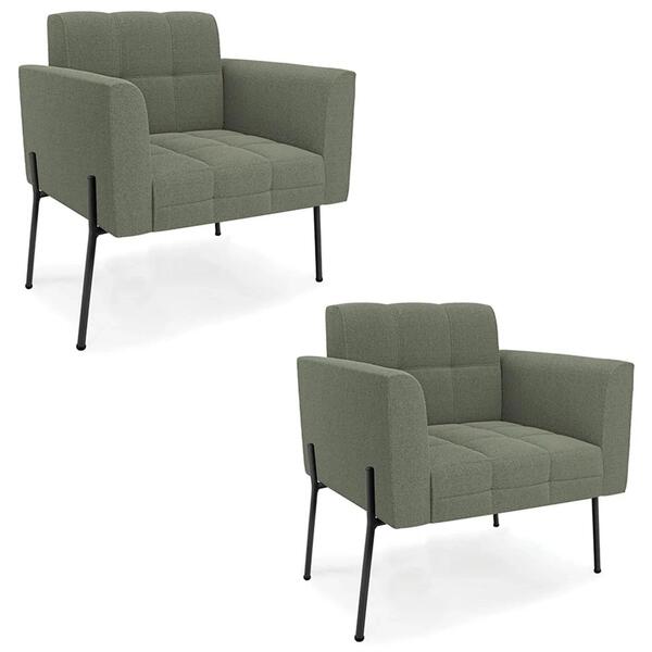 Poltrona Para Sala Pé Metal Preto Kit 2 Ana Boucle Menta - Ibiza ...