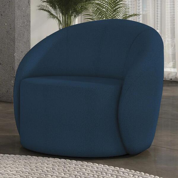 Poltrona Sala Decorativa Redonda 91cm Steve Boucle Azul I01 - Mpozenato ...