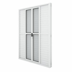 Porta Balcão De Aluminio Branco 6 Folhas Linha 25 Com Fechadura 2,10x2 ...
