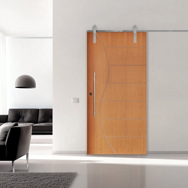 Porta Correr 12 Trilho Soft Aparente Puxador Tubo 80cm 82cm X 210cm ...
