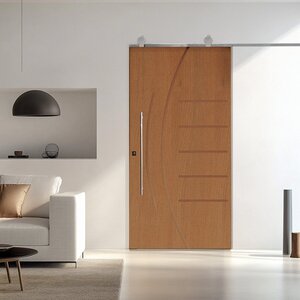 Porta Correr 134 Trilho Soft Aparente Puxador Tubo 60cm 110cm X 210 Pmf ...