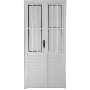 Porta De Abrir 2 Folhas Com Postigo Alumínio Branco - 210x150 | Leroy ...
