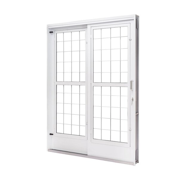 Porta De Aço De Correr E Postigo 215x160cm 2 Folhas Com Grade ...