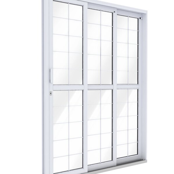 Porta De Aço De Correr Lateral 3 Folhas Com Grade Quadrada 213x150 ...