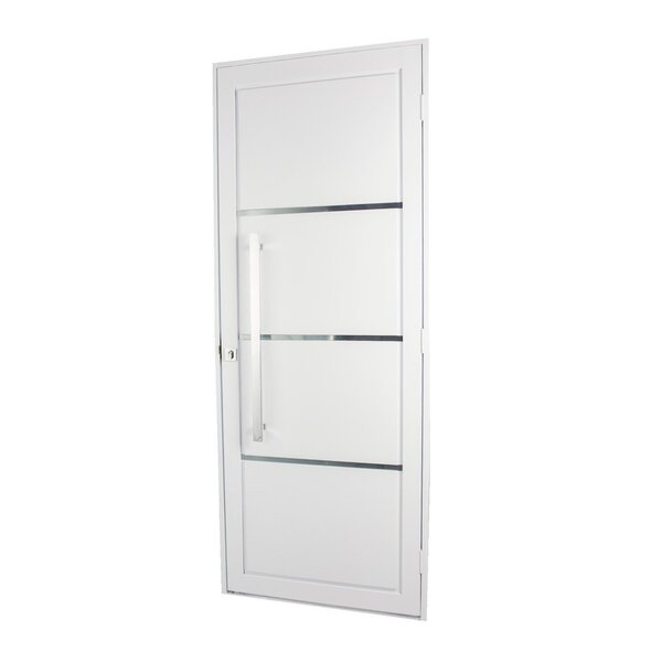 Porta De Aço Social 215x105x14cm Com Friso Abertura Esquerda Premium ...