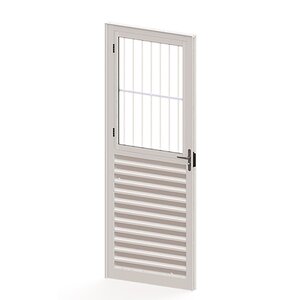 Porta De Alumínio Com Postigo 210x80cm Com Vidro Liso Batente 6,2cm ...