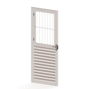 Porta De Alumínio Com Postigo 210x80cm Com Vidro Liso Batente 6,2cm ...