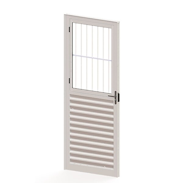 Porta De Alumínio Com Postigo 210x80cm Com Vidro Liso Batente 6,2cm ...
