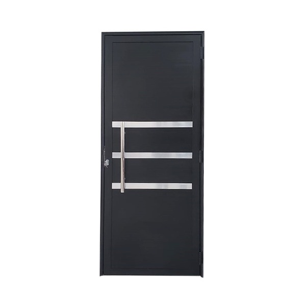 Porta De Alumínio Lambril Preto Com Puxador E Friso Linha 25 - Dc Lado ...