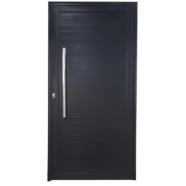 Porta De Alumínio Pivotante Preto Com Puxador Linha 30 - Dc Lado ...
