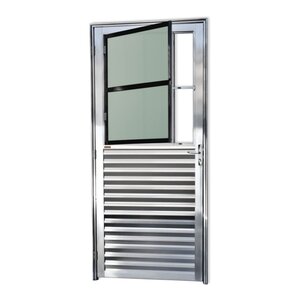 Porta De Alumínio Postigo 210x86cm Com Vidro Boreal Anodizado Super ...