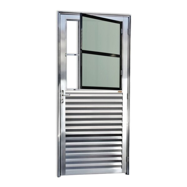 Porta de Alumínio Postigo 210x86cm com Vidro Boreal Anodizado Super ...