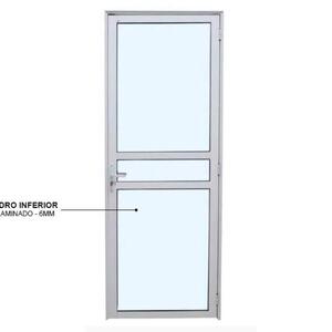 Porta De Alumínio Travessa Com Vidros Temperados Branca Esquerda ...