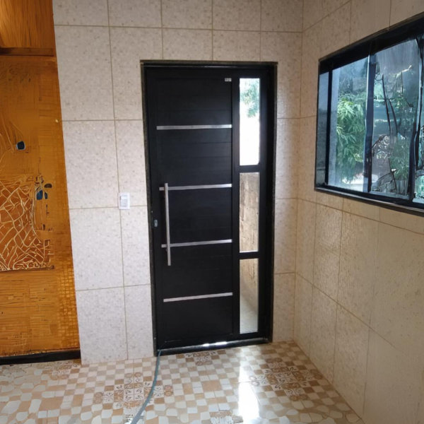Porta Em Alumínio Lambril Duplo 2,10x 0,80 C/ Vidro - Preto | Leroy Merlin