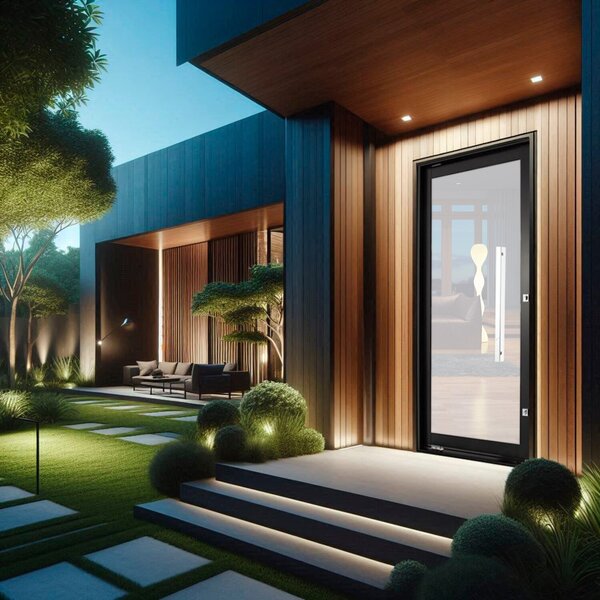 Porta Pivotante De Aluminio 228x115cm Vidro Panoramico Preto | Leroy Merlin