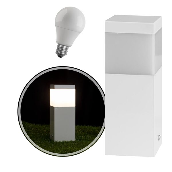 Poste Balizador Branco 20cm Jardim Alumínio + Led Branco Frio St2791 ...