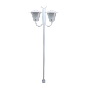 Poste Braço Curvo Luminária Romana Dupla Jardim Branco 200cm | Leroy Merlin