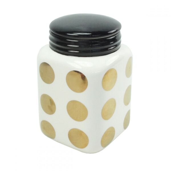 Pote De Ceramica Dourado E Branco 11cm X 11cm X 16 8cm | Leroy Merlin