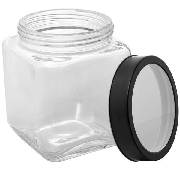 Pote De Vidro 1,2l Para Mantimentos Com Tampa Metal E Acrílico Preta ...